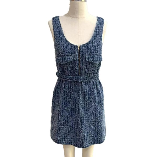 Quality Textured Tweed Knit Fabric Denim Dress For A Modern Elegant Look for sale