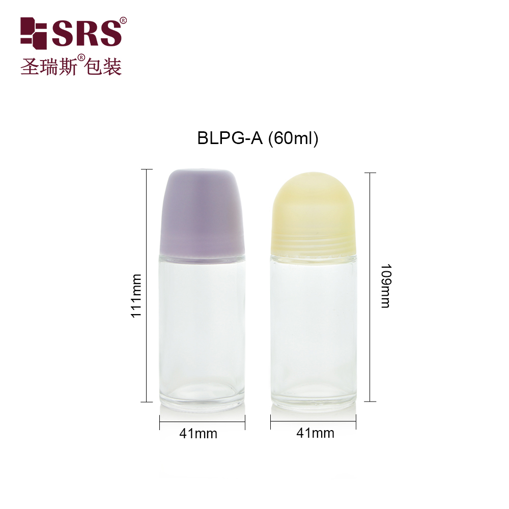 Quality BLPG-C 60ml Wholesale Empty Clear Glass Roll On Deodorant Bottle Packaging for sale