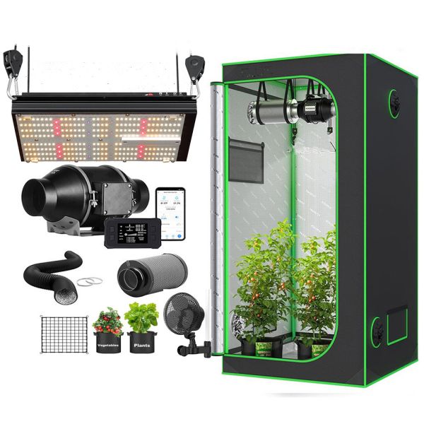 Quality BAVAGREEN Growbox Complete Set 80x80cm 1680D Grow Tent with Dimmable LED Lamp Smart APP Air Ventilation Fan for sale