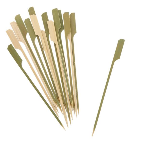 Quality Disposable Long Paddle Flat Bamboo Skewers Customized Color for sale