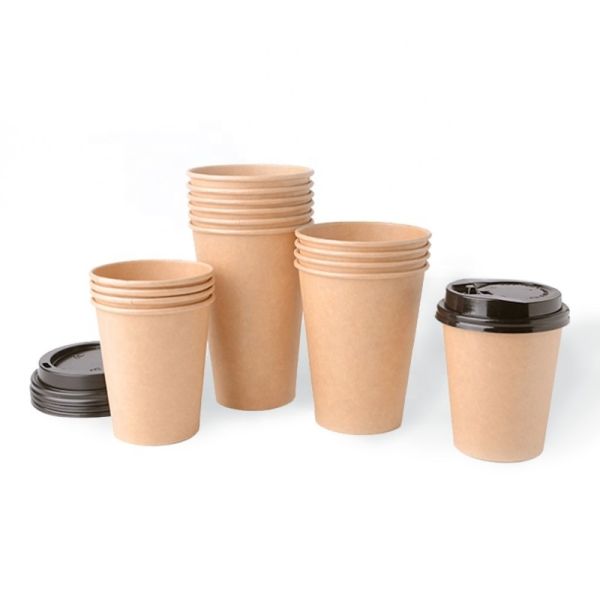 Quality 8 Ounce Biodegradable Disposable Paper Cups Kraft Paper Single Wall Coffee Cups for sale