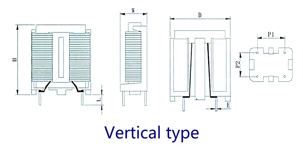 Square Ferrite Core Common Mode Choke Coil Filter Inductors with Flat Copper Wire