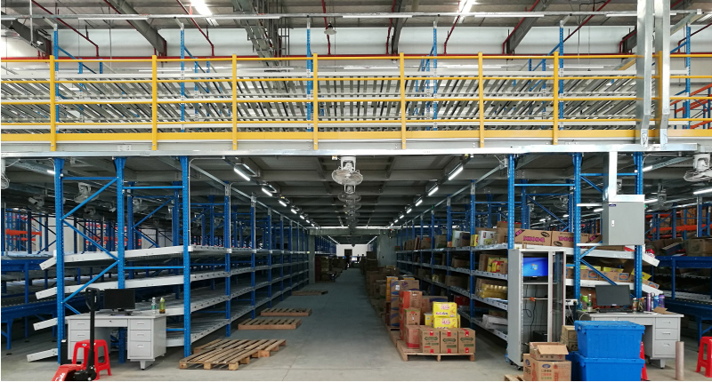 Mezzanine Rack Supported By Carton Flow Rack Warehouse Storage Rack