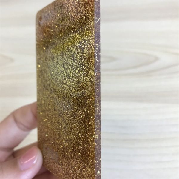 Quality 1/8 Inch Gold Glitter Acrylic PMMA Sheet 3mm Thin Clear Perspex Sheet for sale