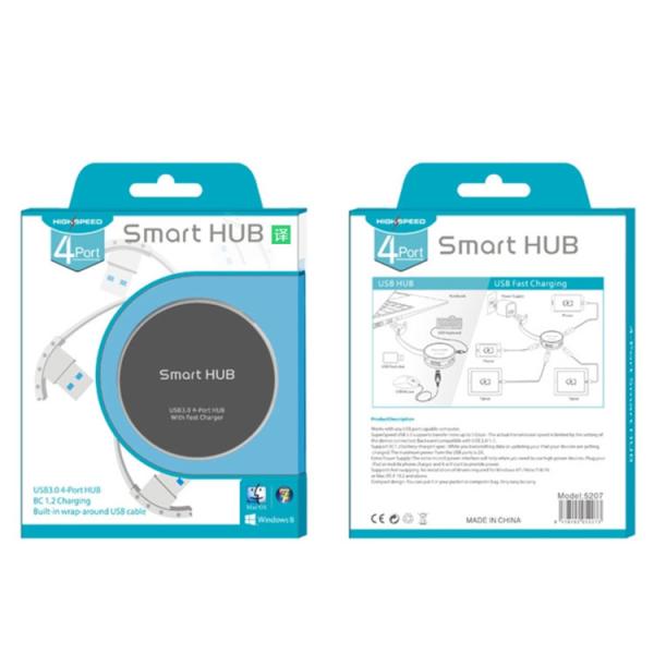 Quality Fast Charging Smart Round Adapter 4 Ports USB HUB for sale
