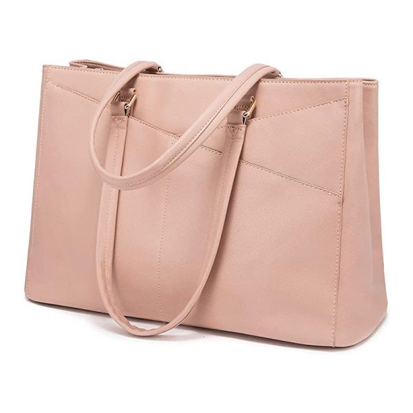 Quality 16.5 X 5.2 X 11 Inches Ladies PU Leather Tote Laptop Bag with Zipper Closure Wholesale with Custom LOGO for sale