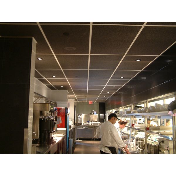 Quality Resturant Ceiling Tile RAL Grey Wood Wool Cement Acoustic Baffles Soundproofing Board for sale