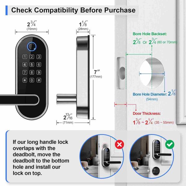 Quality Home Door TT Smart Lock Keyless Biometric Fingerprint Locks With Key for sale