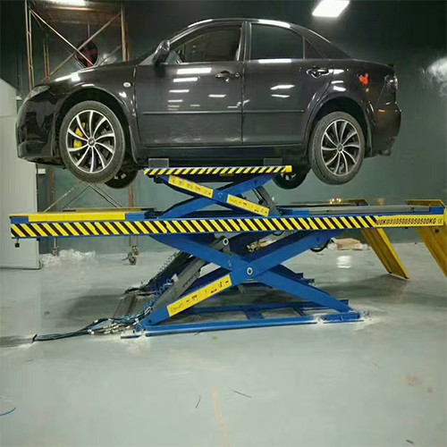 Quality 4000kg super thin wheel alignment scissors lift with 4500mm length platform for sale