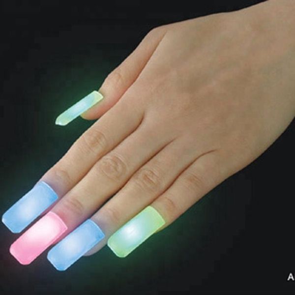 Quality Novelty Light Up Finger Nail in Assorted Colors for Night Club Occasion 10*30*10mm for sale