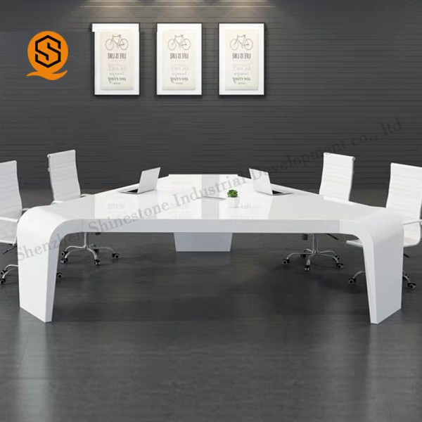 Quality Triangle Shape Solid Surface Conference Table Fire Resistant for sale