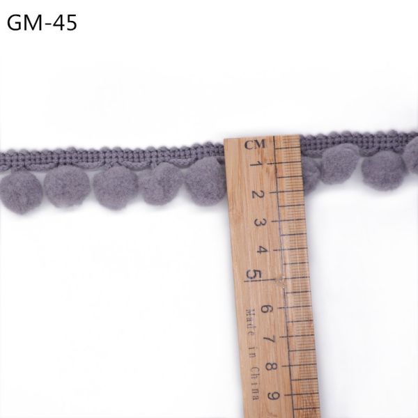 Quality GM-45 Gray 2.5cm Pom Pom Trim For Curtains for sale