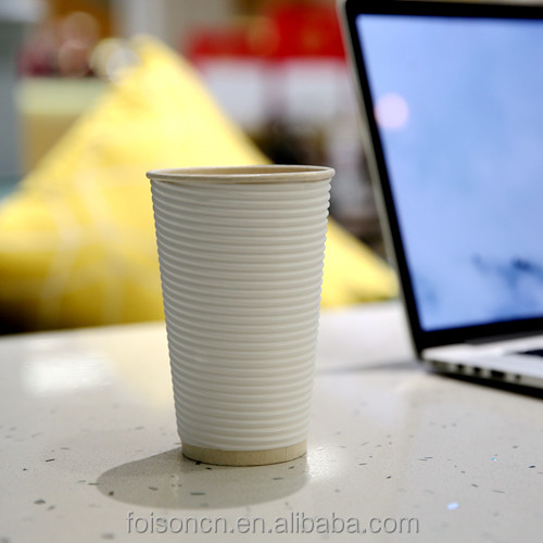 Quality Coffee Paper Cups 12OZ Double Wall Disposable Customized Printed Ripple Kraft for sale