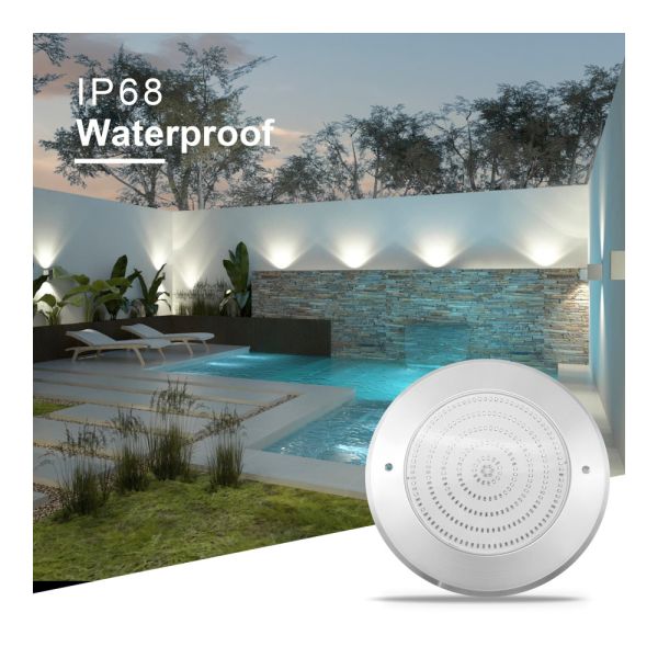 Quality Waterproof PAR56 LED Pool Light 316SS Housing Ultra Thin 7.5mm Resin Filled Wall Mounted 230MM 18W 25W DC AC12V for sale