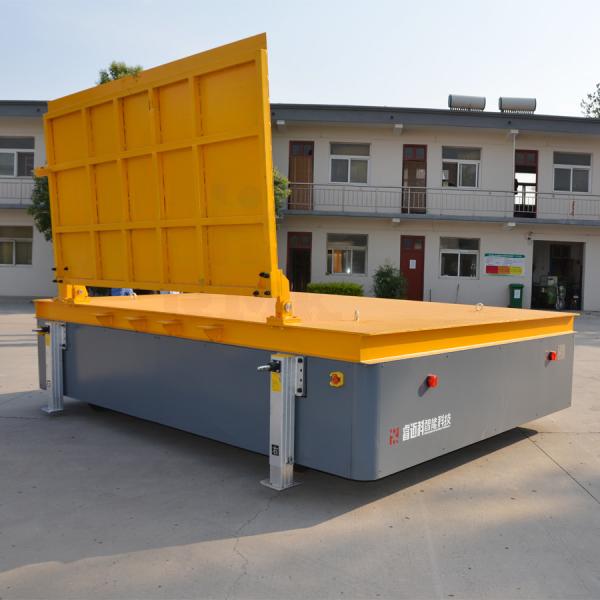 Quality Heavy Duty Steerable Electric Flat Car , 5T Material Handling Trolley Stepless for sale
