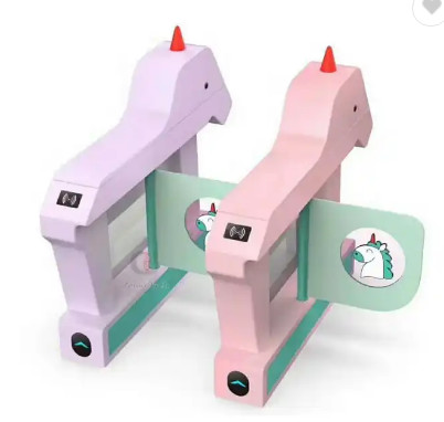 Quality 304SS Cute Animal Design Kindergarten Metal Swing Barrier Gate Bidirectional for sale