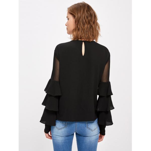 Quality Guangzhou Clothing Factory Office Bell Sleeve Lady Blouse for sale