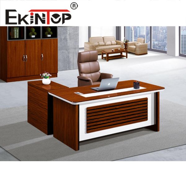 Wood Veneer Top Executive Desk And Chair Wood Office Desk Set With File ...