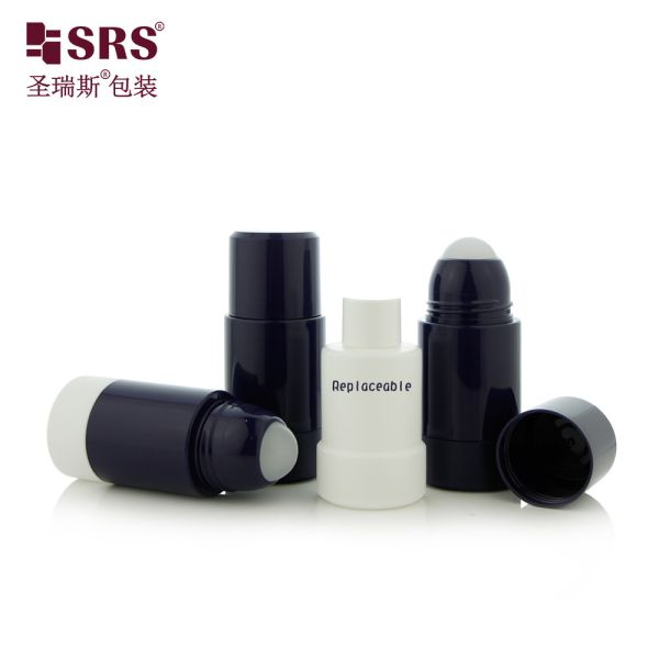 Quality RPPE 50ml 75ml Plastic Roller Ball Bottle Replaceable Design Deodorant Gel Body Serum Applicator Bottles for sale