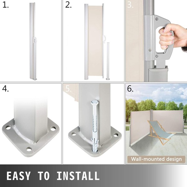 Quality Double Retractable Patio Side Screen Awning with Manual Operation Polyester for sale