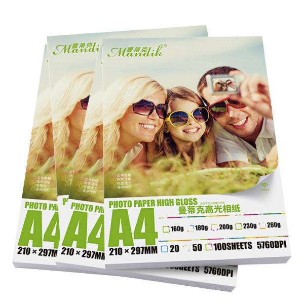 Quality A4 Printing Inkjet One Side High Glossy Photo Paper for sale