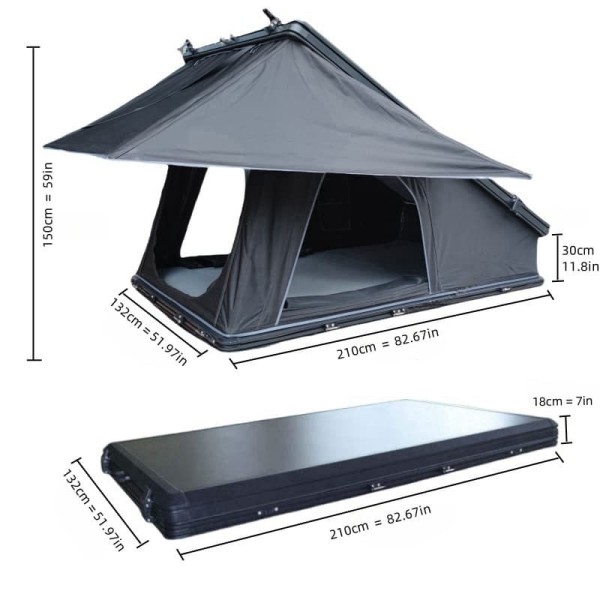Quality Foldable Truck Triangle Rooftop Tent With 320G Polyester Cotton Fabric for sale