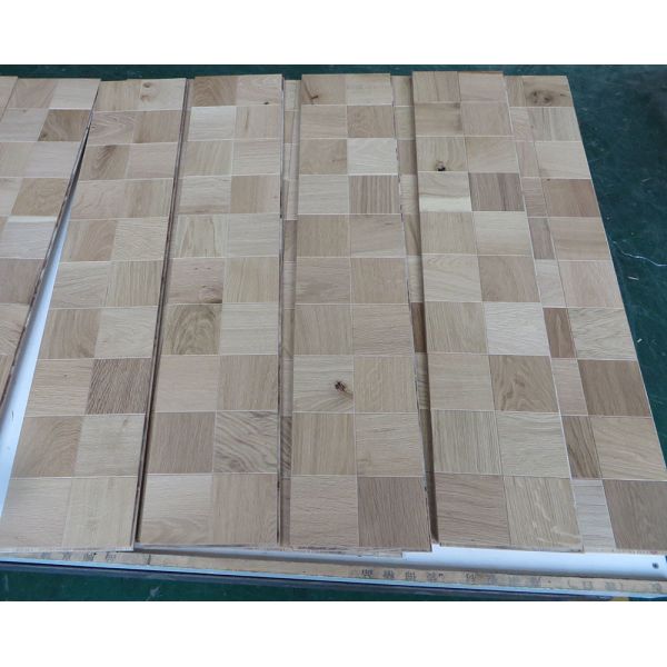 Quality Mosaic Oak Engineered Parquet Flooring Embossed Invisible Lacquer for sale