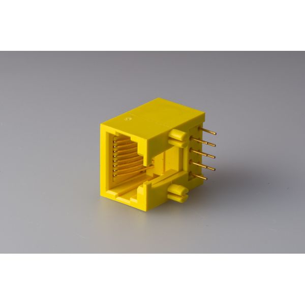 Quality Plastic RJ45 Female Connector 8P8C , RJ45 Single Port  Modular Jack Yellow Gold Plated for sale