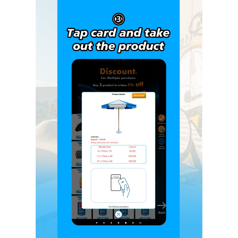 then tap the card and take out the product