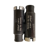 Quality OD 35mm Diameter Dry Diamond Core Drill Bits With Brazed Rods For Hard Granite for sale