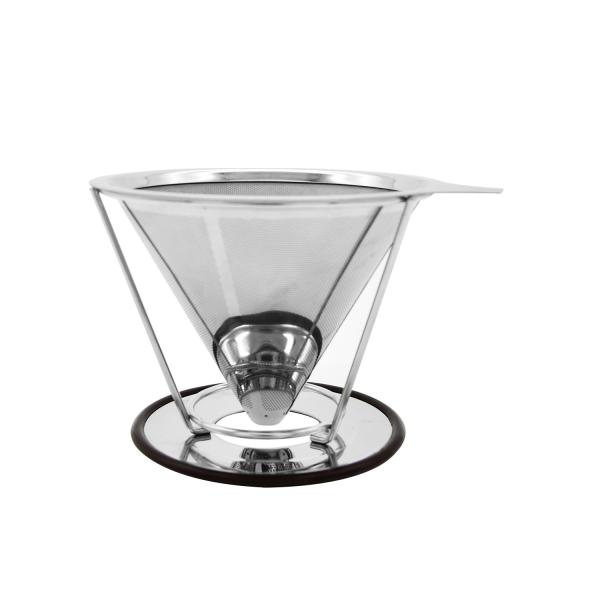 Quality Portable 304 Stainless Steel Coffee Filter Cone Pour Over Coffee Metal Filter for sale