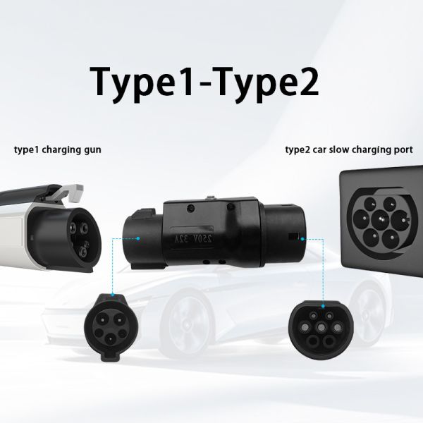 Quality Type2 Electric Car Adapter 7KW Type1 TO Type2 Charger Adaptor for Black Output for sale