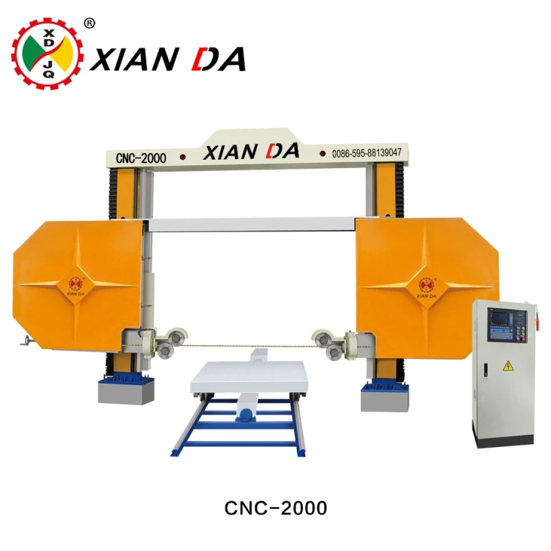 CNC PLC Diamond Wire Cutting Saw Machine cutting granite slab