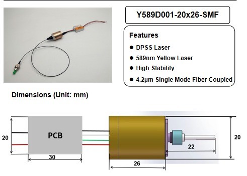 Quality 0.2 KG APC Power Type Yellow DPSS Laser for Single Mode Fiber Coupling High for sale