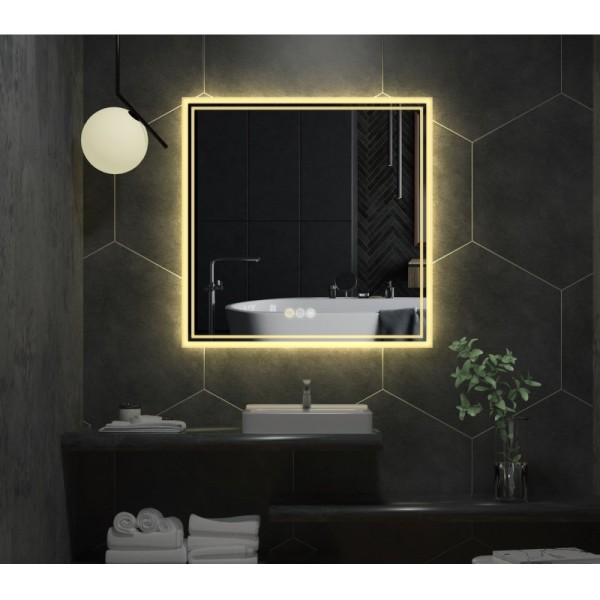 Quality 36 Inch LED Square Mirror IP44 Bathroom Mirrors With Lights for sale