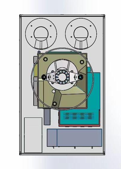 Close-up of steel frame and plywood packaging construction