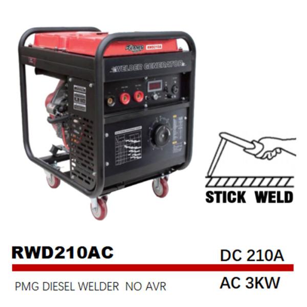 Quality 210A Stick Genset Diesel Welder Generator AC 3kw Full Copper Engine for sale
