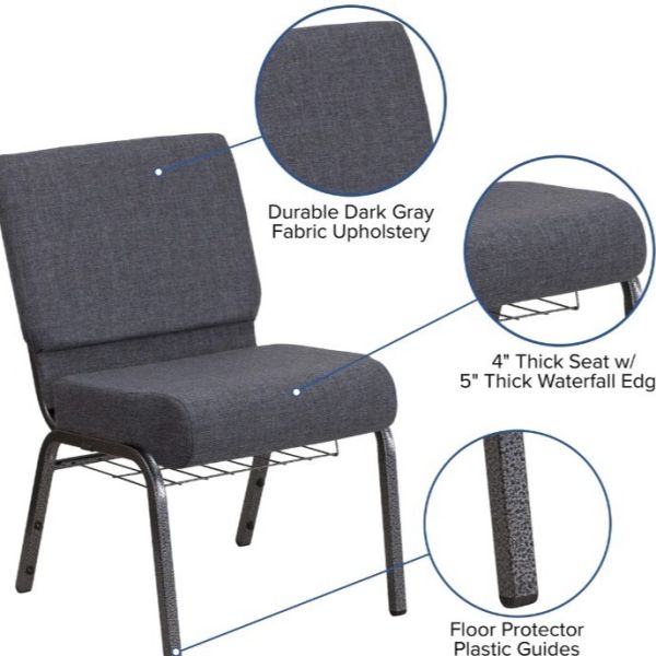 Quality Metal Stackable Padded Connecting Modern Church Chair For Theater for sale