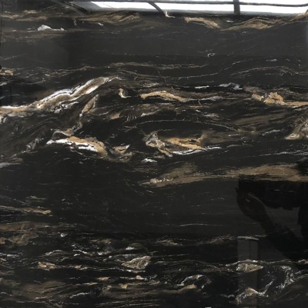 Quality GLOSSY Black Gold Marble Ceramic 24x24 Square Tile for Outdoor and Indoor Luster Needs for sale