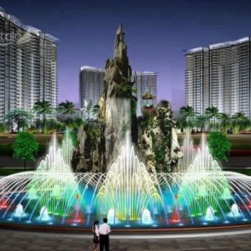 Quality Hotel Large Water Jet Fountain Stone Garden Signal Control for sale