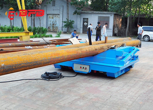 Steel Platform Motorized Electric Rail Track Trolley With Hydraulic Steering System