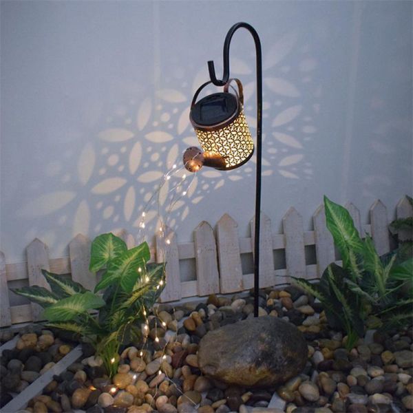 Quality Solar Creative Iron Kettle Shower Floor Lamp for Outdoor Garden Landscape for sale