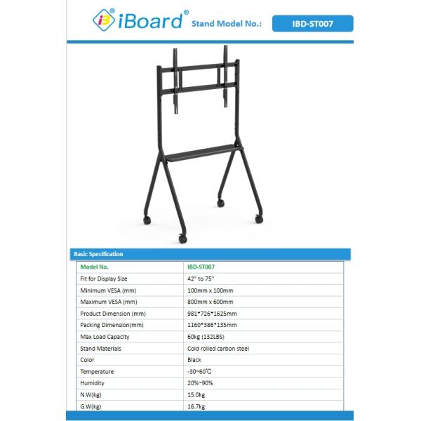 Quality New Arrive Interactive Whiteboard Stand Movable 42 To 75 Inch TV Monitor Lifting for sale
