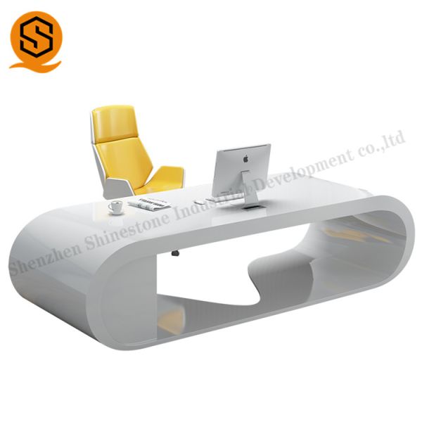 Quality Artificial Stone Curved Executive Desk Shaped Customized Requirement for sale