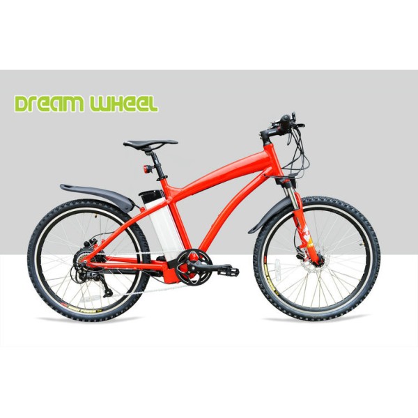 Quality Red 38km/h Electric Pedal Assist Mountain Bike 48V 500W Gear Motor for sale