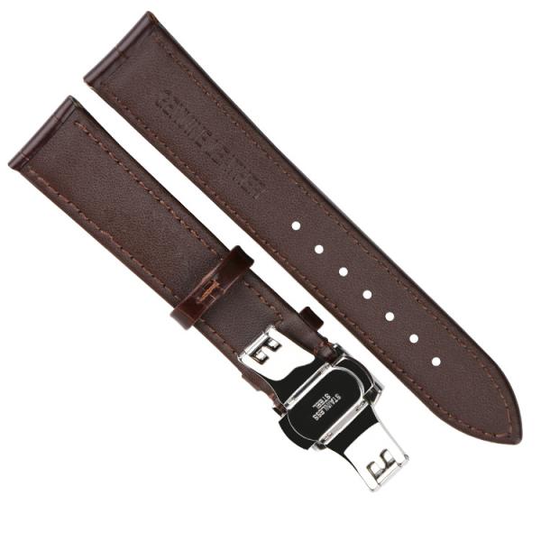 Quality Gentlemen Classic Leather Watch Straps With Folding Buckle for sale