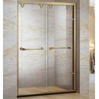 Quality Gold Glass Shower Enclosure with Ceramic Tray and 8mm Tempered Hinged Door Base for sale