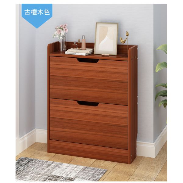Quality Brown 2 Tier Shoe Storage Cabinet , Dustproof Front Door Shoe Organizer for sale