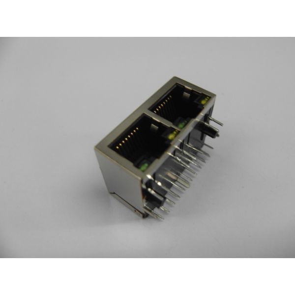Quality Right angle PCB mount dual port combo RJ45 connector ethernet modular jack for sale