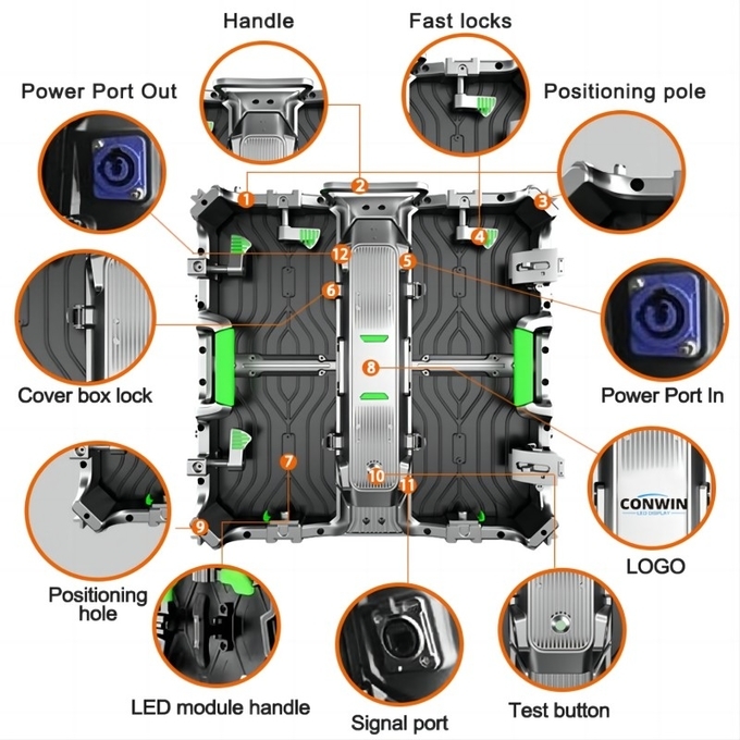 P2.6mm 500x500mm Rental Outdoor LED Display 3840Hz With Removable Power Box 0